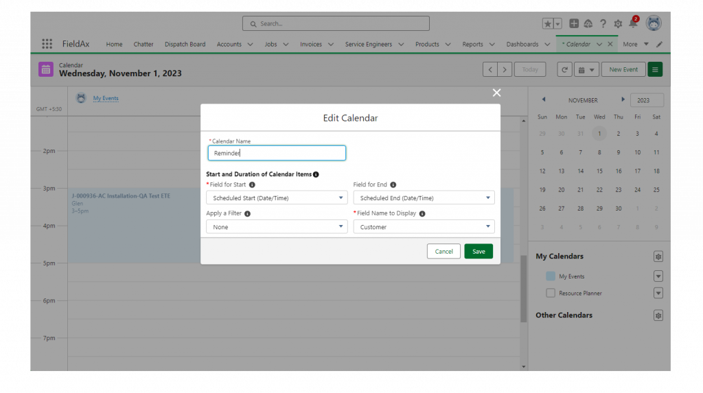 FieldAx Calendar: Efficient Scheduling for Service Engineers