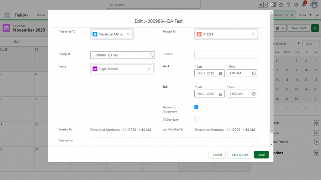 FieldAx Calendar: Efficient Scheduling for Service Engineers